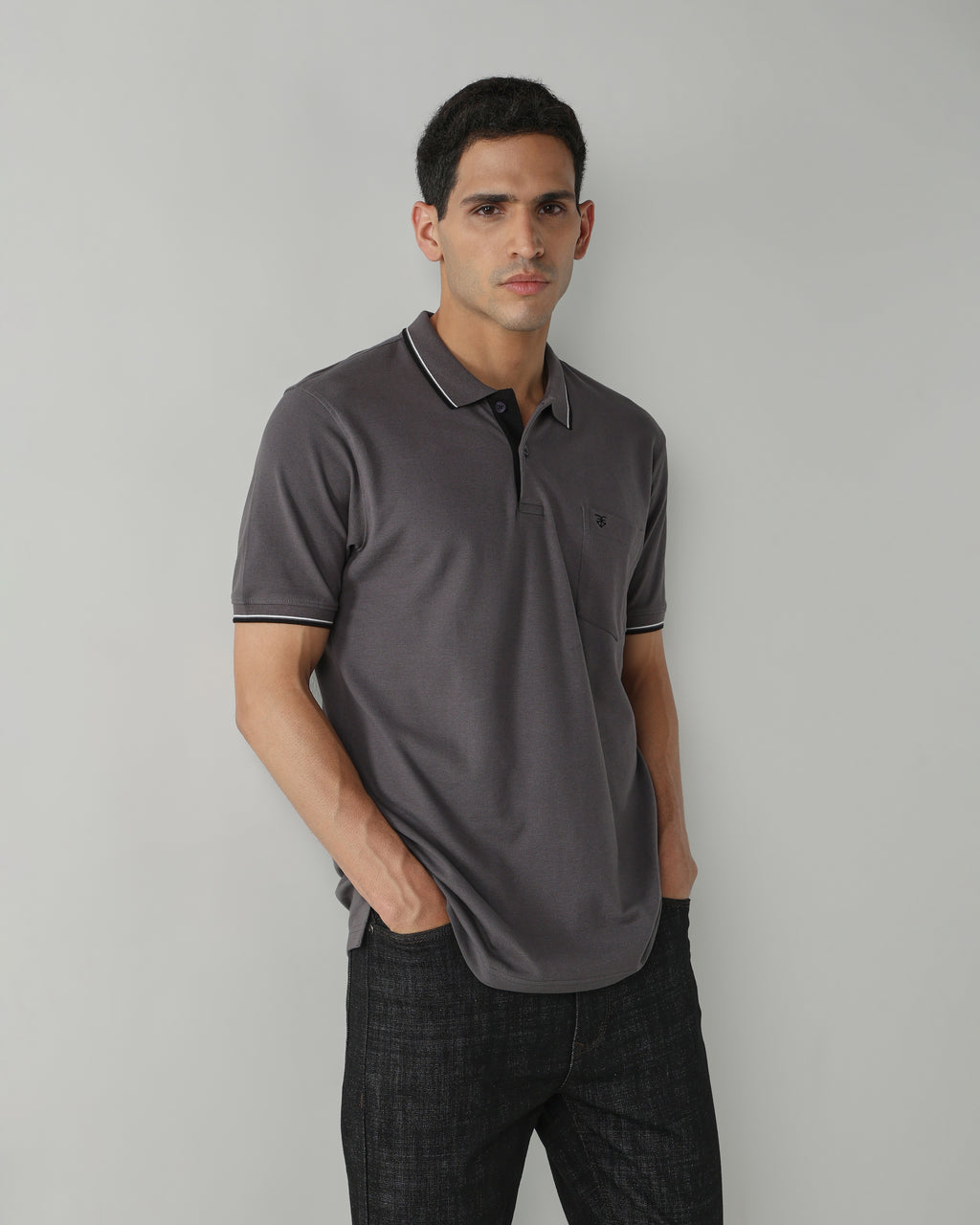 Topwear Premium Pique Knit Fabric T-Shirts – Dark Grey