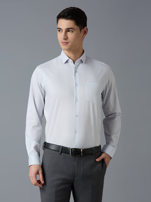 Light Grey Solid 100% Cotton Regular Fit Formal Essential Full Sleeve