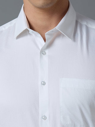 Smart White Dobby Y/D 100% Cotton Slim Fit Fashion Formal Full Sleeve