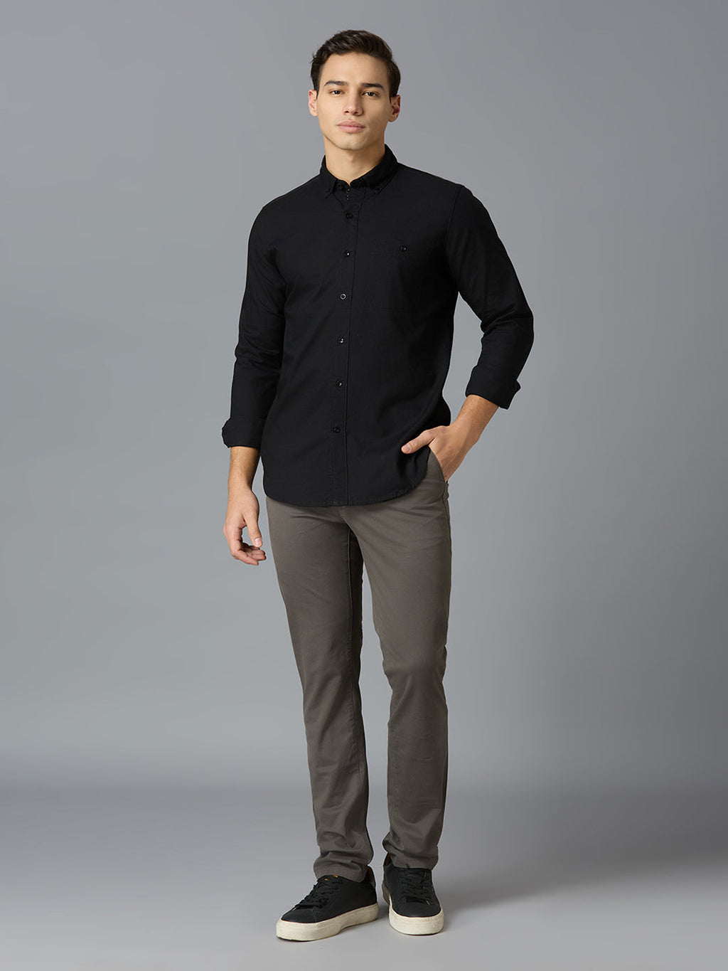 Ultimate Comfort Grey 97% Cotton 3% Spandex Plain Tailor Fit Smart Cas